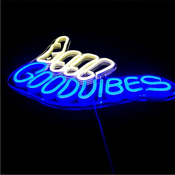 Urban Outfitters | Wall Decor | Neon Sign Good Vibes Blue White Hippie ...